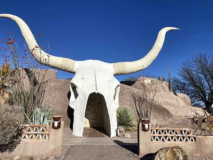 That magnificent skull isn't just for show, it's your actual front door to dinner and adventure.