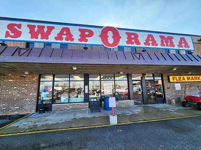 That iconic sign beckons bargain hunters like a lighthouse guides ships, promising treasures beyond those doors.