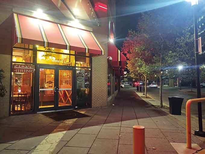 The modern facade and inviting outdoor space prove that great Southern cooking doesn't need a rustic shack, just serious skills in the kitchen.
