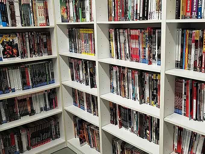 These pristine shelves hold more adventures than Indiana Jones ever found, organized beautifully for your browsing pleasure.