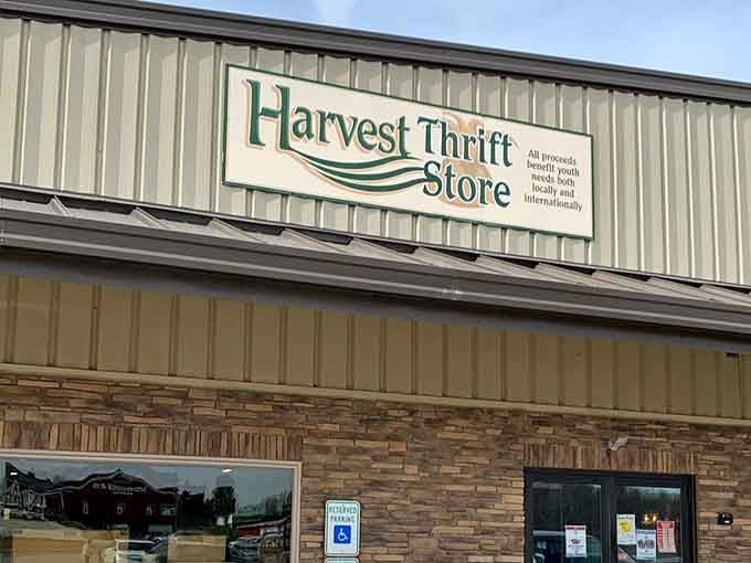That clean signage and stone facade prove this isn't your grandmother's dusty basement thrift operation anymore.