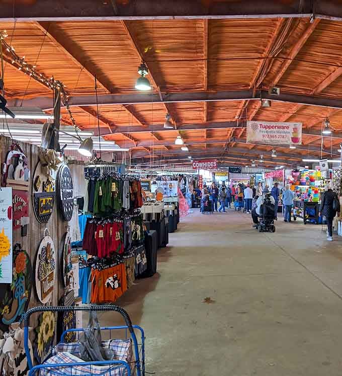 Rows of clothing, home goods, and endless variety fill these spacious buildings where you could easily spend hours browsing every single booth.
