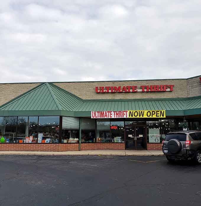 That green awning and red lettering signal the start of your next great treasure hunting adventure in Greenfield.