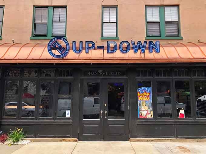 That bright blue logo beckons like a neon promise that your inner child is about to have the best day ever.