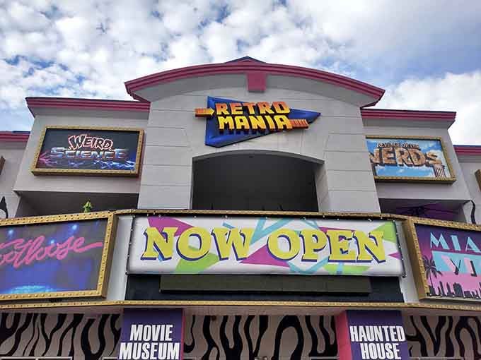 That neon facade screams louder than your Saturday morning cartoons ever did, promising pure nostalgic joy inside.