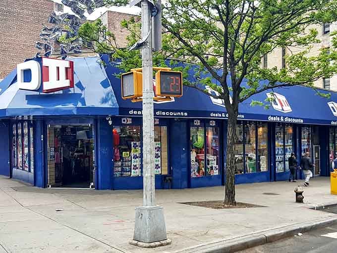 That bold blue storefront isn't just making a statement, it's making you a promise of savings inside.