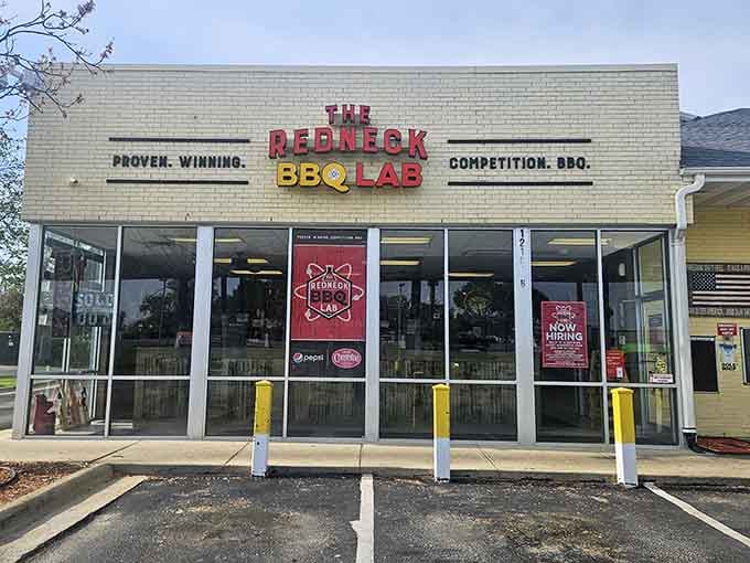 The yellow brick exterior might look modest, but those windows are practically begging you to come discover what's smoking.