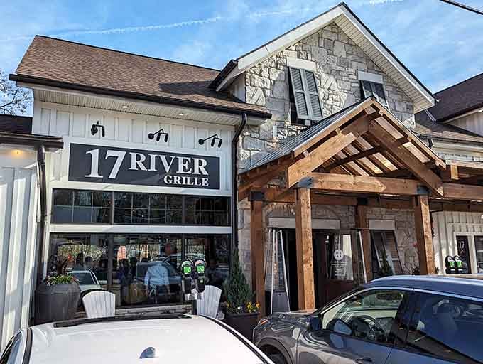 Stone, timber, and a promise of waterfall views make this entrance impossible to resist on any given day.