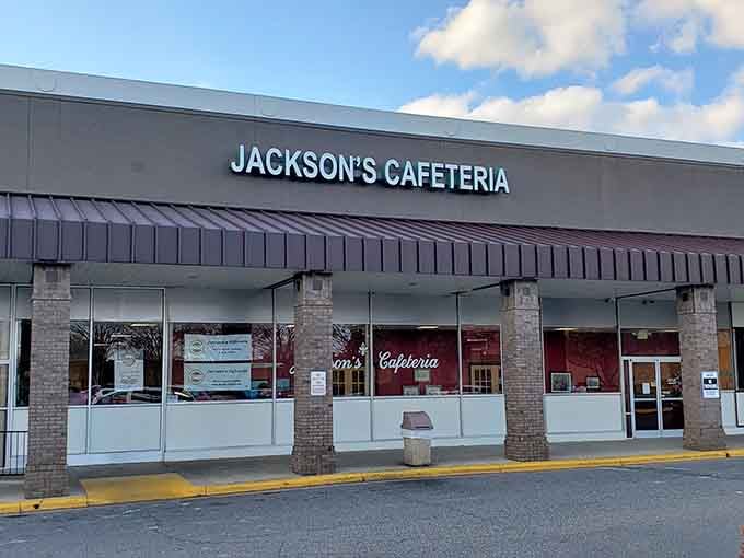 That classic cafeteria sign promises what's inside: honest Southern cooking without the fancy fuss or inflated prices.