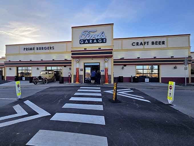 That vintage gas station facade isn't just for show; it's your first clue something special awaits inside.