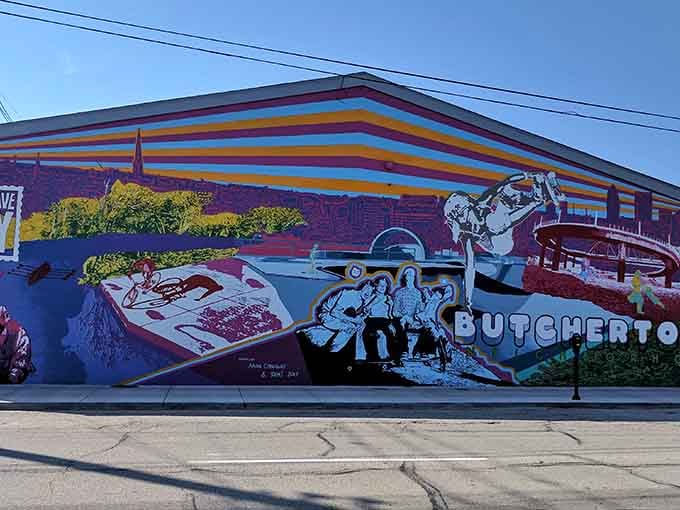 That colorful mural isn't just street art, it's Butchertown announcing itself as Louisville's coolest comeback story.