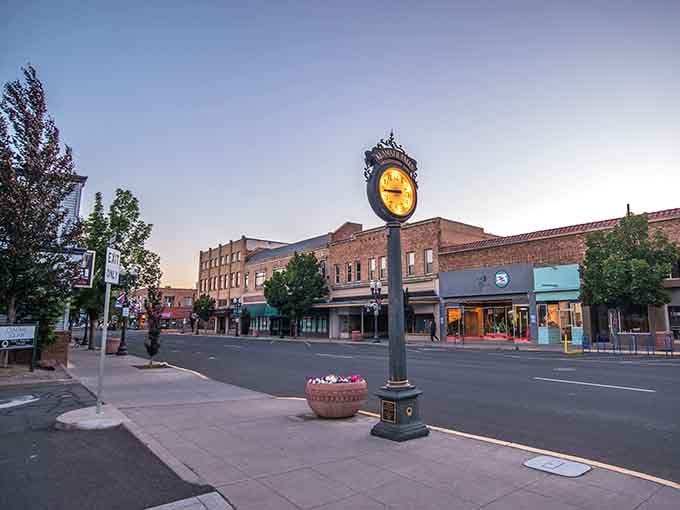Tree-lined streets and historic storefronts create a downtown that feels refreshingly real, not manufactured.