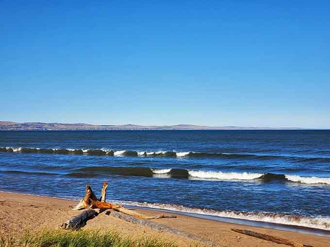 Lake Superior stretches to the horizon like an inland ocean that forgot to add the salt.