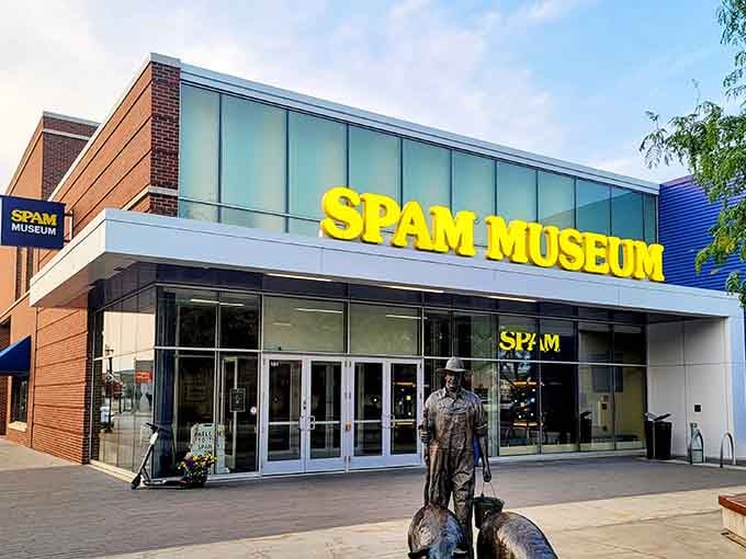 That giant yellow SPAM MUSEUM sign isn't subtle, and honestly, why should it be when you're this proud?