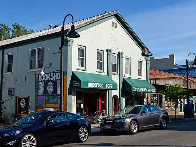 Downtown Yellow Springs looks like someone colorized a vintage postcard and then decided to make it real.