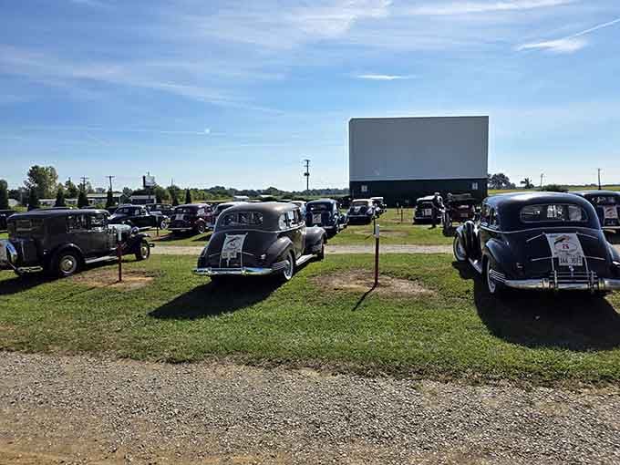 Classic cars lined up like a vintage postcard prove some traditions deserve to stick around forever.
