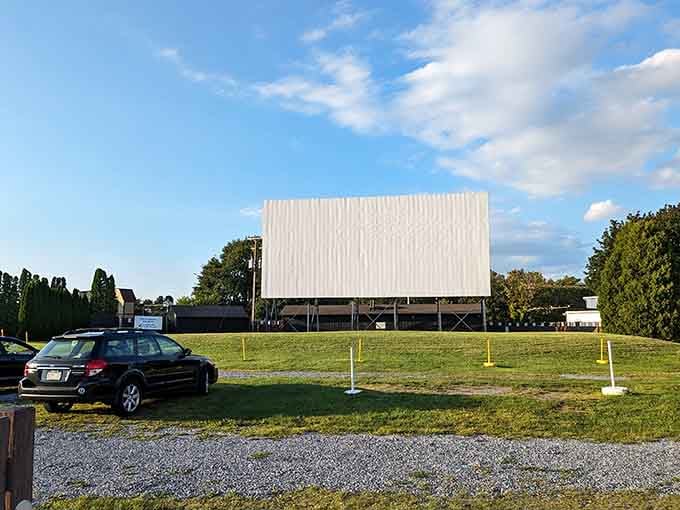 That iconic screen rising above the gravel lot promises an evening of pure nostalgic magic under Pennsylvania skies.