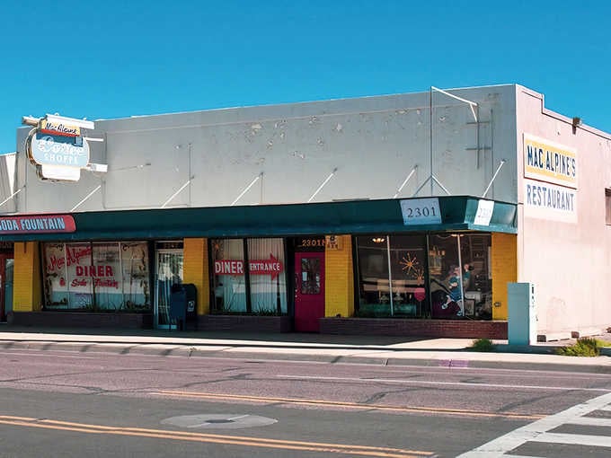 That vintage signage and cheerful awning aren't trying to be retro, they just are, like your favorite vinyl records.