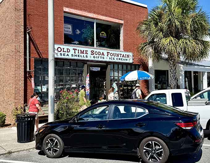 The palm tree standing guard outside promises you're getting Florida nostalgia with your ice cream fix.