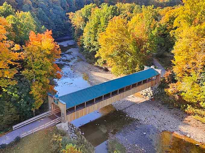 America's longest covered bridge proving that sometimes bigger really is better, especially when it's this gorgeous.