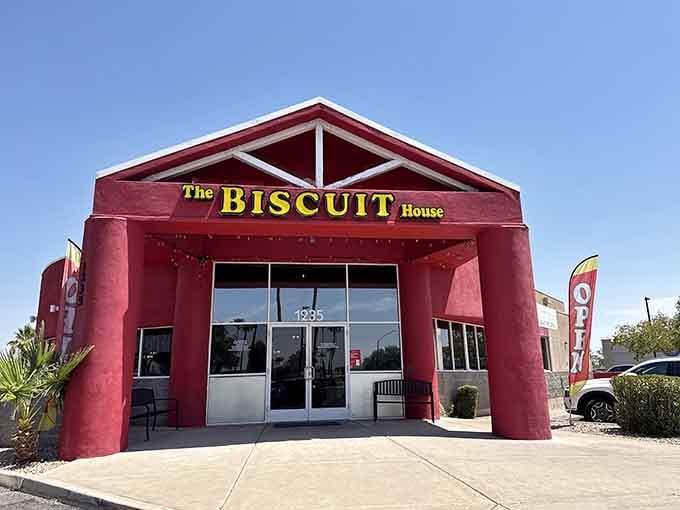 That bold red exterior isn't just a building, it's a breakfast bat-signal summoning the carb-hungry from miles around.