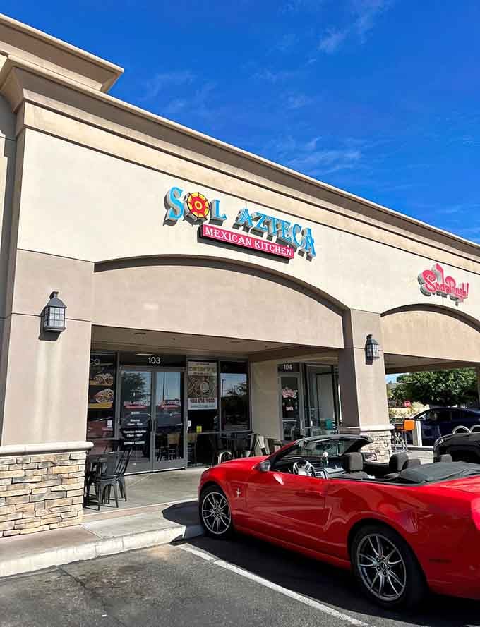 That red convertible knows what's up: Sol Azteca Mexican Kitchen is worth pulling over for every single time.
