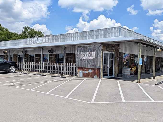 That unassuming metal exterior hides some of the best catfish in Missouri &ndash; never judge a restaurant by its siding.