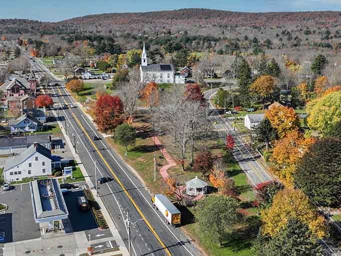This picturesque New England town looks peaceful now, but wait until antique show week hits and chaos ensues.