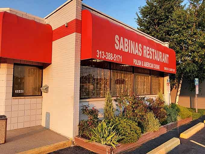 That bright red awning isn't just decoration, it's a beacon calling you to Polish food paradise.