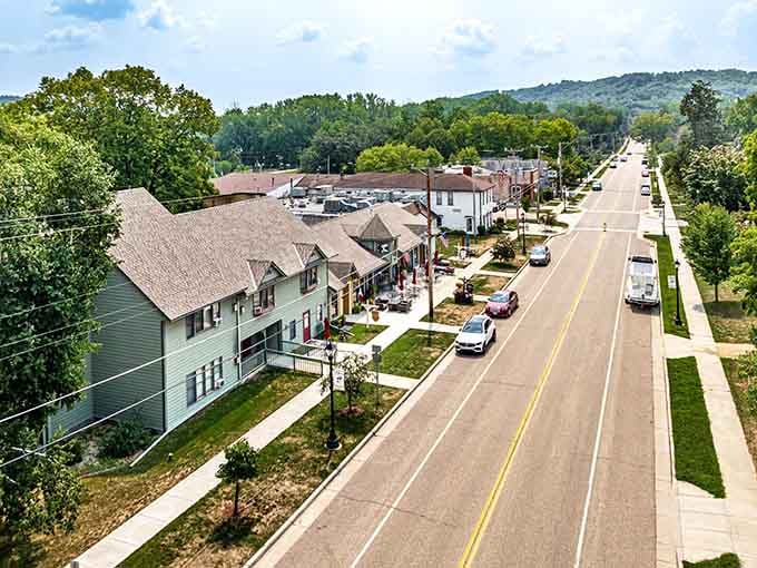 Small-town America still exists, and it looks exactly like this: tree-lined streets where hurry hasn't been invented yet.