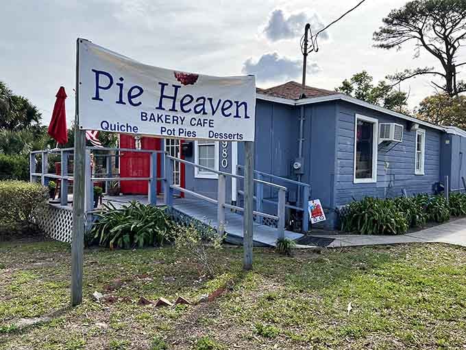 That cheerful blue cottage with the pie sign isn't a mirage, it's your new favorite destination.