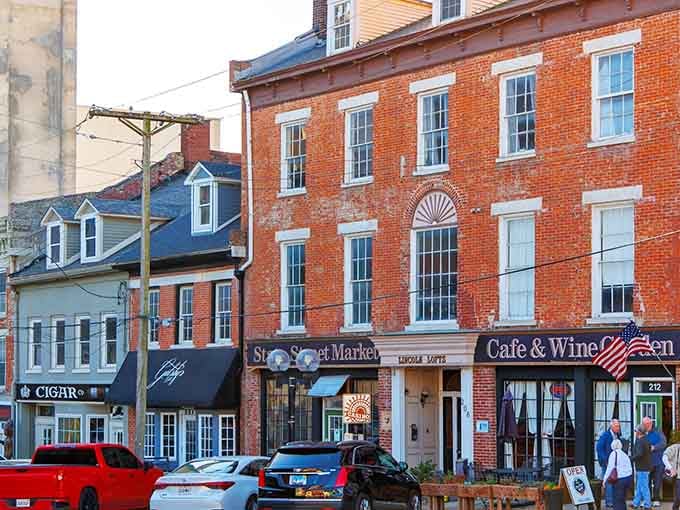 Historic brick buildings line the streets where past and present shake hands every single day.
