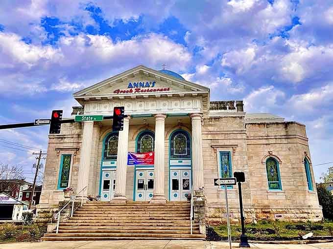 That neoclassical facade isn't a church building, it's where your taste buds are about to get rich beyond measure.