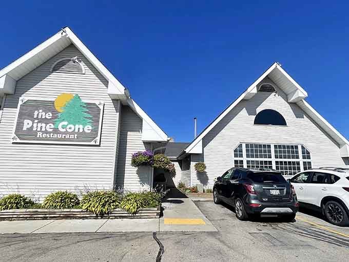 The Pine Cone stands ready to welcome hungry souls at any hour, like a beacon of hope off I-94.