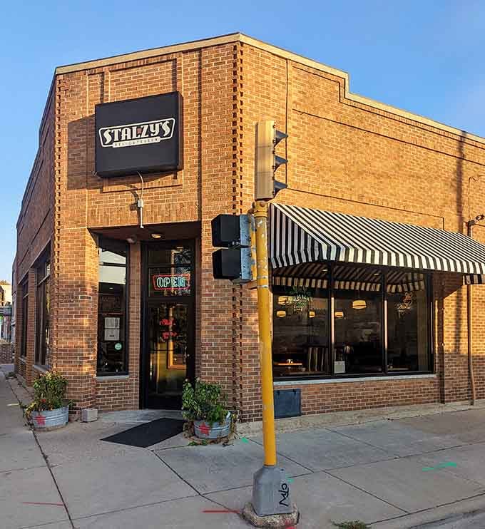 That striped awning and brick facade are calling your name louder than your stomach at lunchtime.