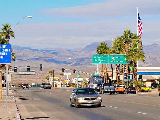 Palm trees in the desert? Parker's main street proves Arizona's beach town credentials are absolutely real.