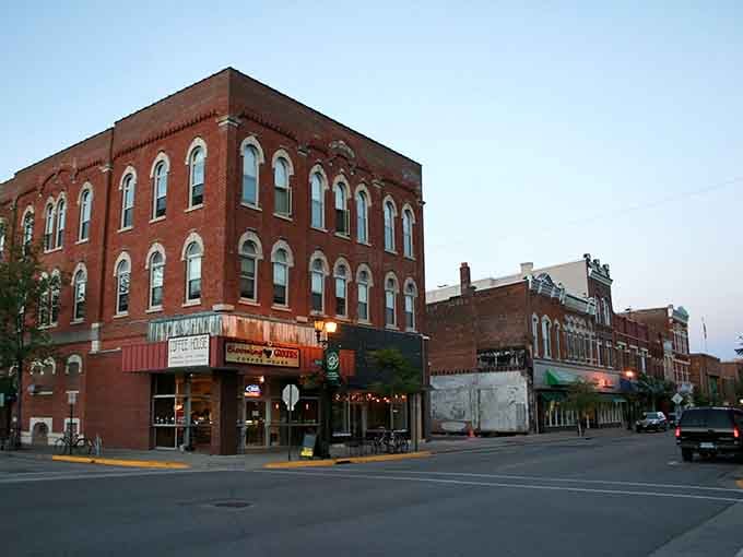 Evening light hits these old storefronts just right, making history look downright romantic.