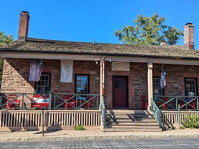 The welcoming front porch of a building that's been serving meals since George Washington was still just a general.
