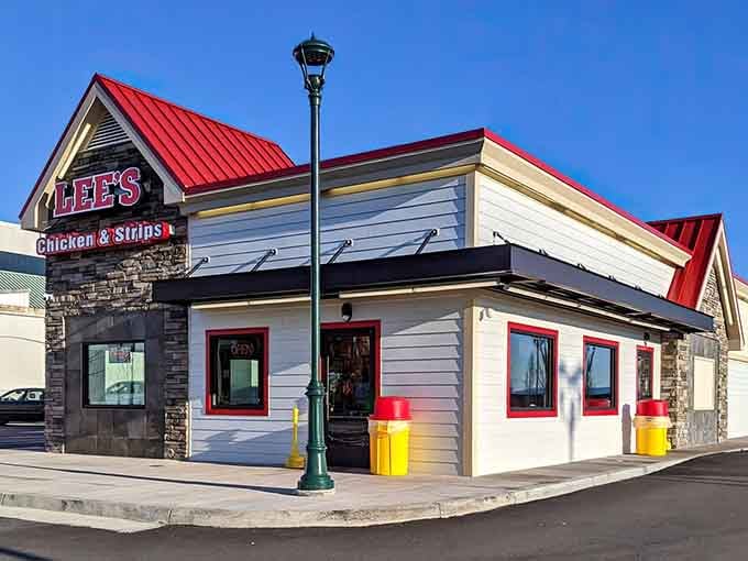 That red roof isn't just for show; it's a beacon guiding hungry souls to fried chicken paradise.