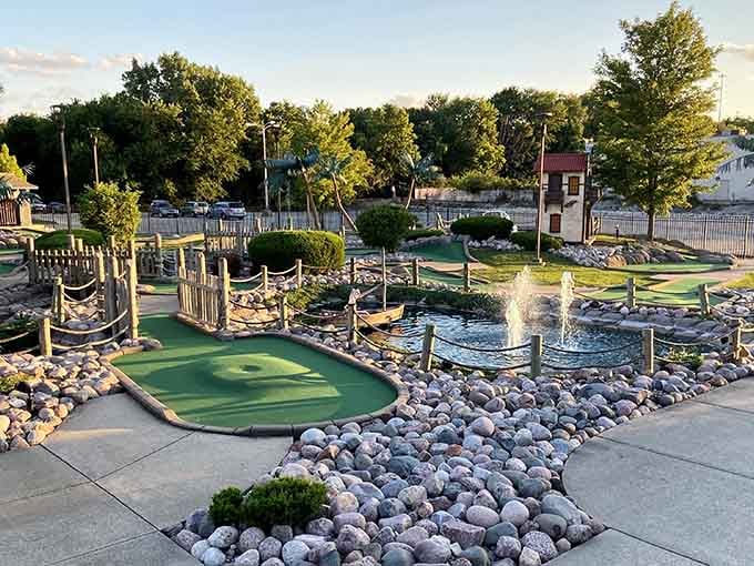 Water features and rope bridges transform ordinary mini golf into an actual adventure worth bragging about.