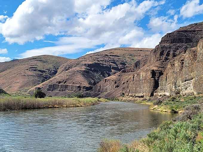 The John Day River carves through ancient basalt like nature's own masterpiece, proving Oregon's desert side deserves equal billing.