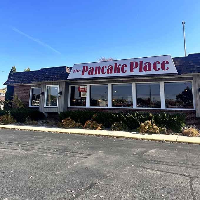 That classic brick exterior hides breakfast dreams bigger than a Packers linebacker's appetite on game day.