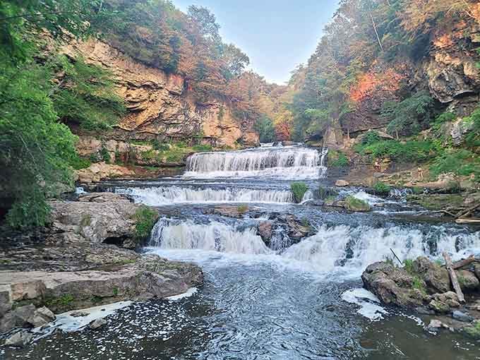 When autumn decides to frame a waterfall, this is the masterpiece you get in Hudson.