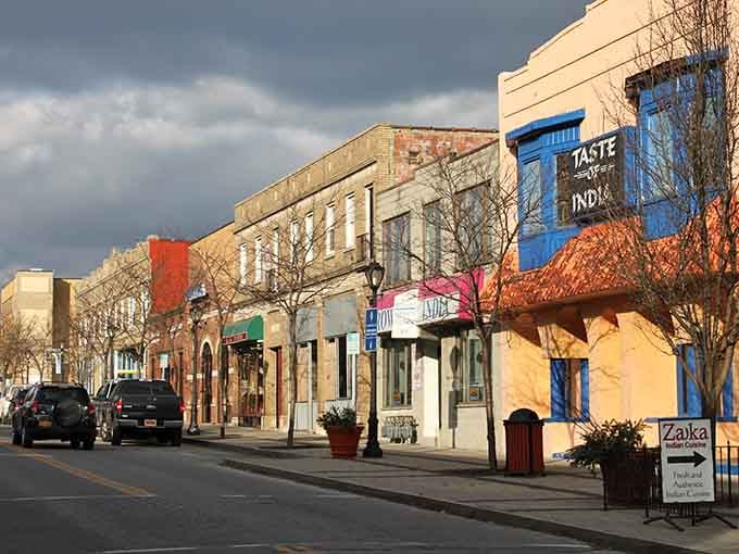 Main Street's colorful storefronts remind you that small cities still have personality without the pretension.
