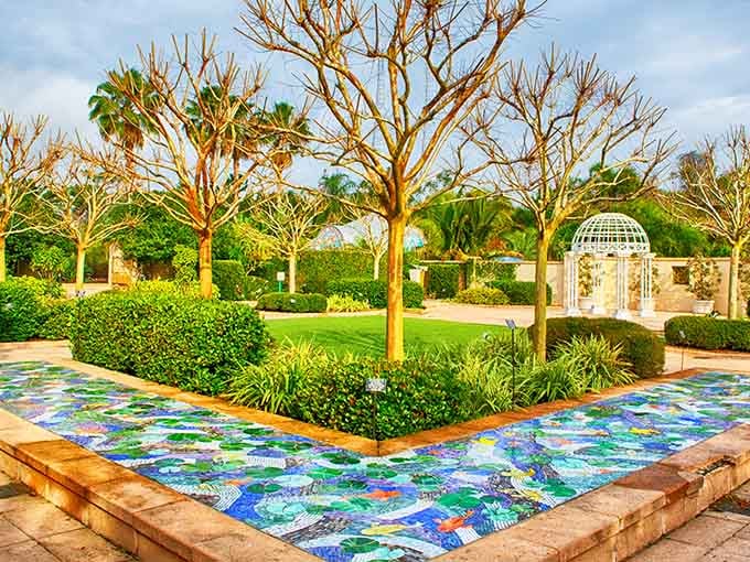Colorful pathways wind through lush greenery, proving paradise doesn't always require a plane ticket or passport.