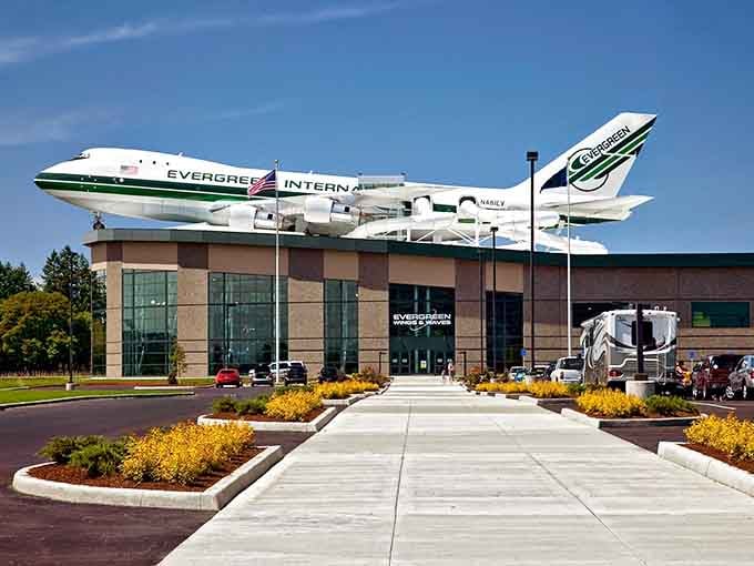 That's not a mirage on the horizon, that's an actual 747 sitting on top of a waterpark building.