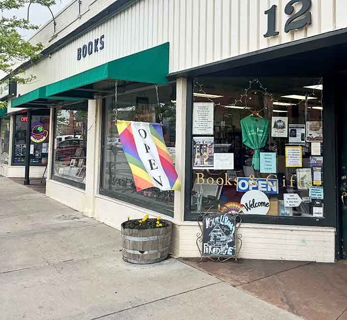 That cheerful green awning and welcoming storefront promise literary adventures that'll consume your entire afternoon.