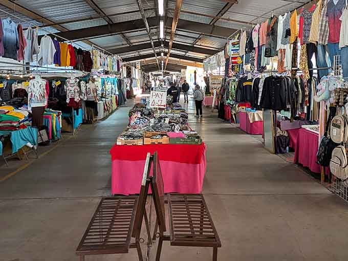 Rows of colorful vendors stretching into the distance like a treasure hunter's fever dream come true.