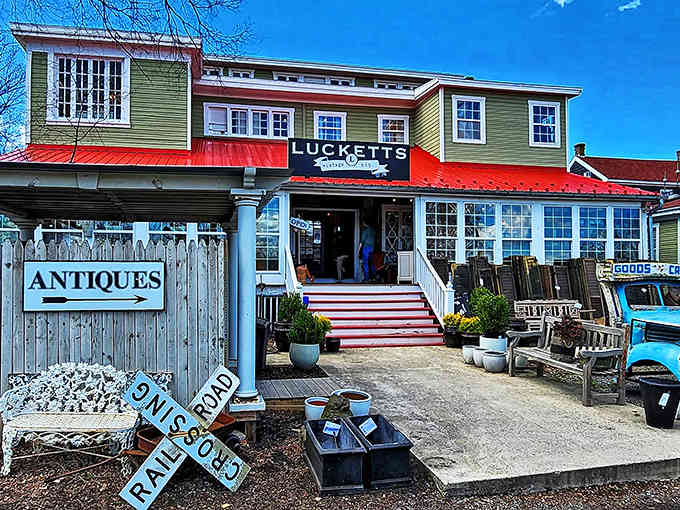 That green and red exterior isn't just charming, it's practically waving you in like a friendly neighbor.