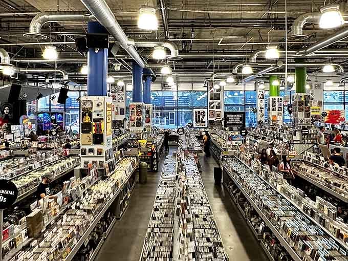 Endless aisles of vinyl, CDs, and DVDs create a maze of musical possibilities where getting lost is half the fun and finding yourself is the other half.
